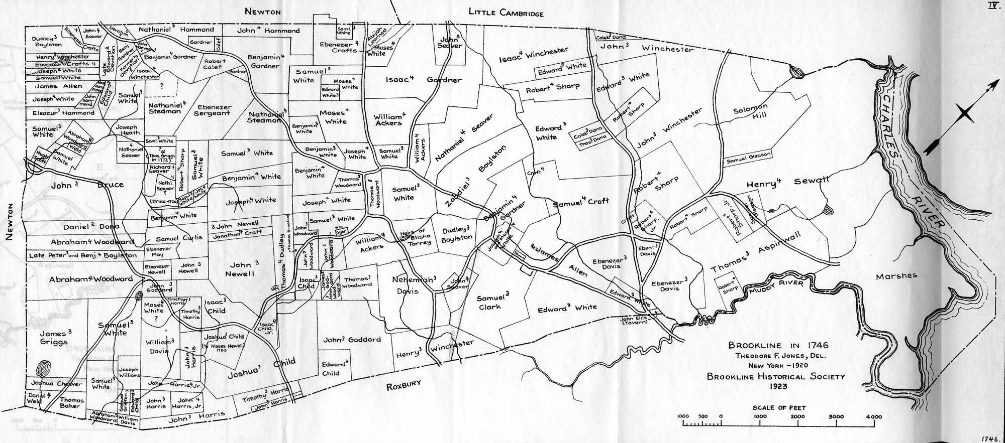1746 Map Brookline Historical Society